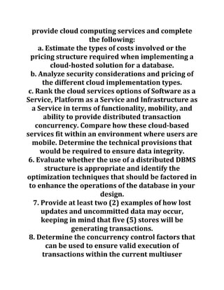 Strayer cis 515 week 10 technical paper database administrator for department store | PDF