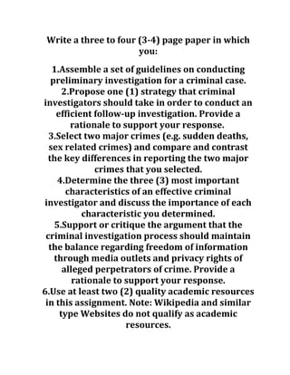 Strayer crj 320 week 3 assignment 1 crime scene investigation | PDF
