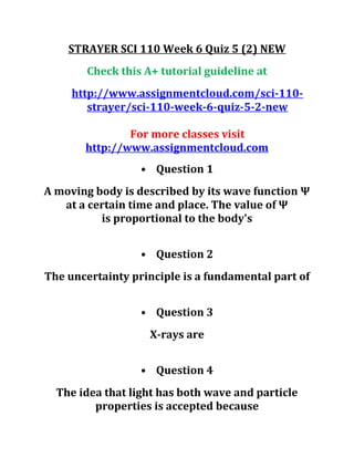 Strayer sci 110 week 6 quiz 5 | DOC