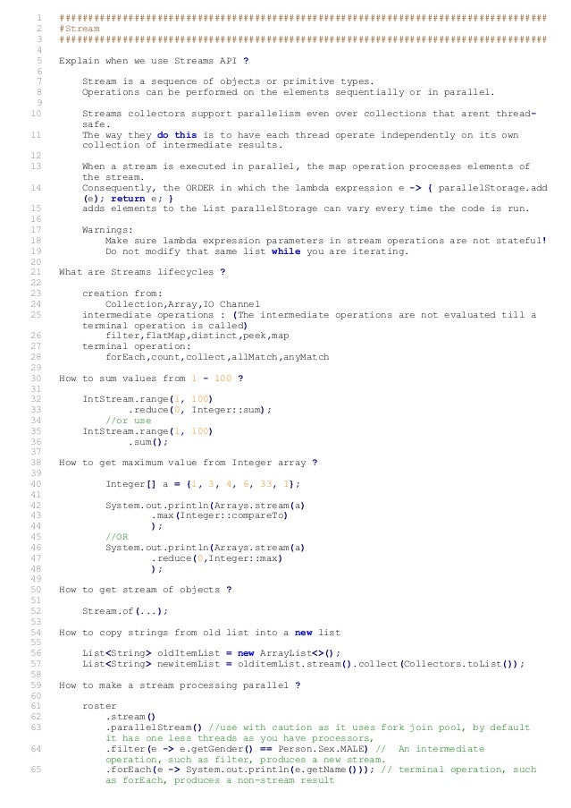 Java Streams Interview short reminder with examples