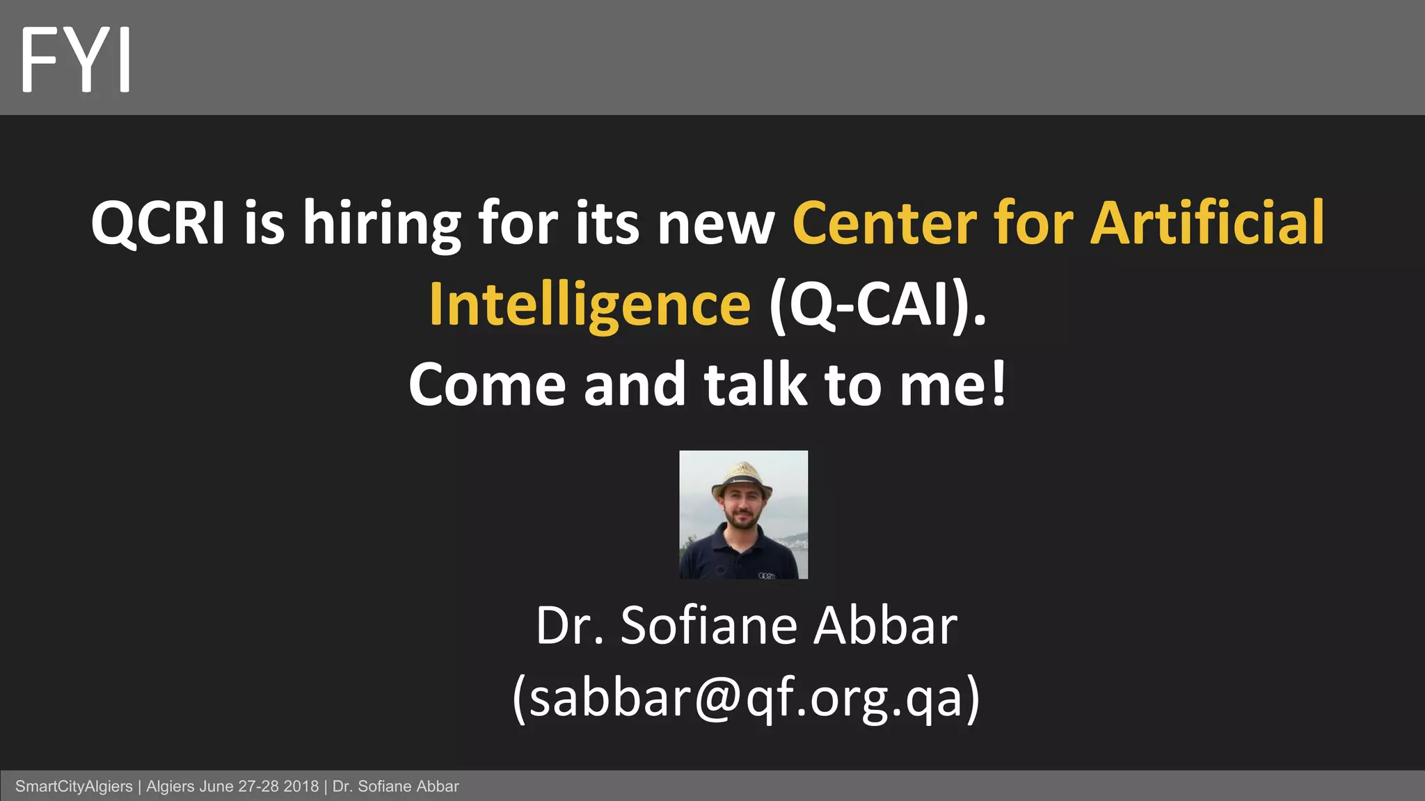 Artificial Intelligence and Big Data Analytics For Cities - Smart Cities Summit 2018 - Algiers ...