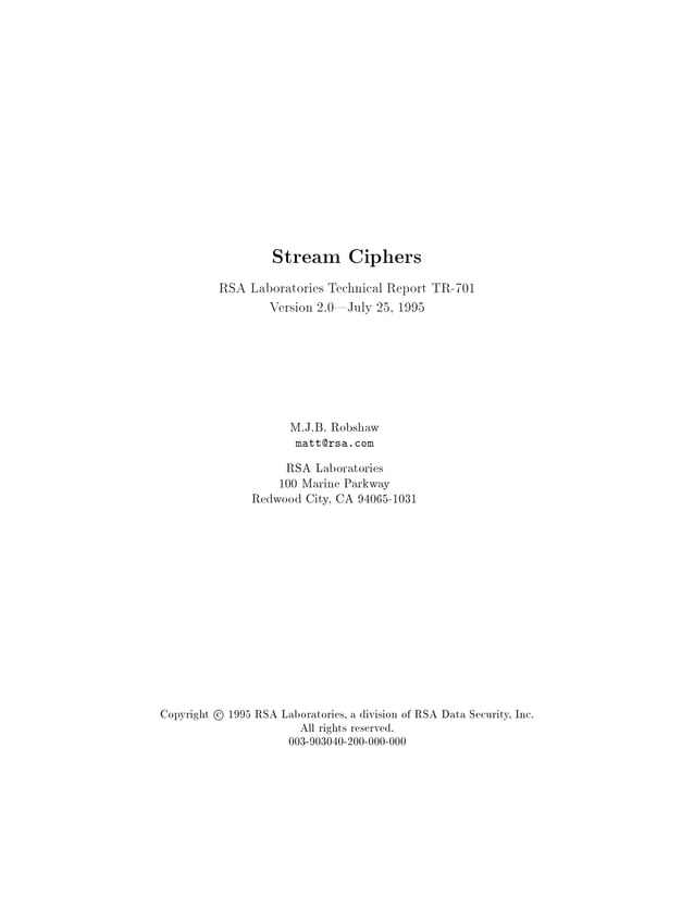 Stream ciphers | PDF