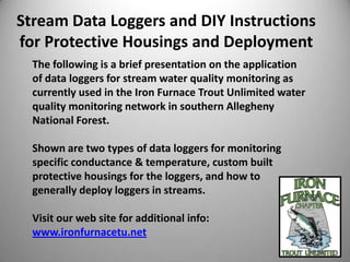 Stream Data Loggers And Diy Instructions For Protective Housings And ...