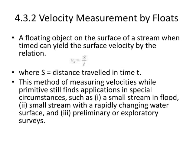 Stream flow measurement | PPTX | Geography | Science