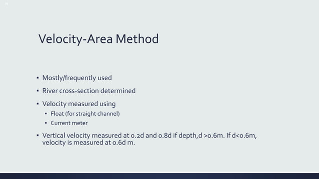 STREAMFLOW MEASUREMENT IN HYDROLOGY.pptx | Chemistry | Science