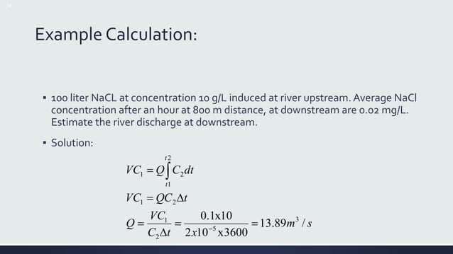 STREAMFLOW MEASUREMENT IN HYDROLOGY.pptx | Chemistry | Science