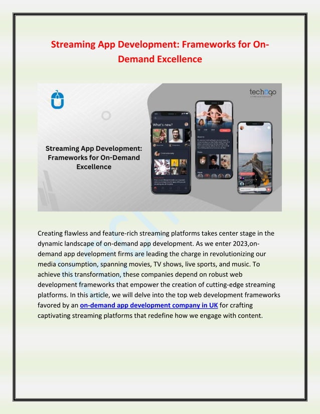 Streaming App Development Frameworks for On-Demand Excellence | PDF