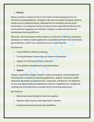 Streaming App Development Frameworks for On-Demand Excellence | PDF