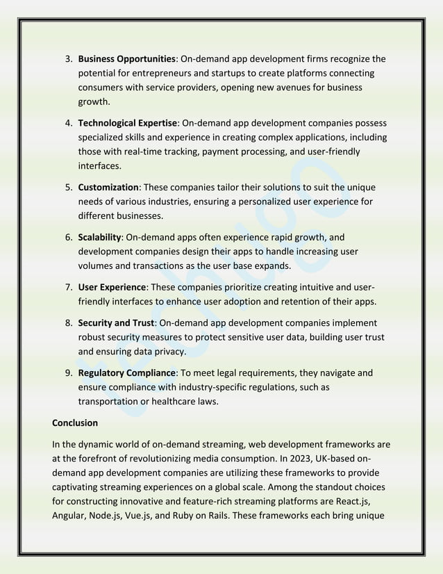 Streaming App Development Frameworks for On-Demand Excellence | PDF