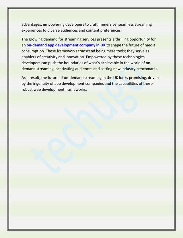 Streaming App Development Frameworks for On-Demand Excellence | PDF