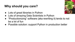 Kafka Summit SF 2017 - Streaming Processing in Python – 10 ways to avoid summoning Cuthulu | PPT