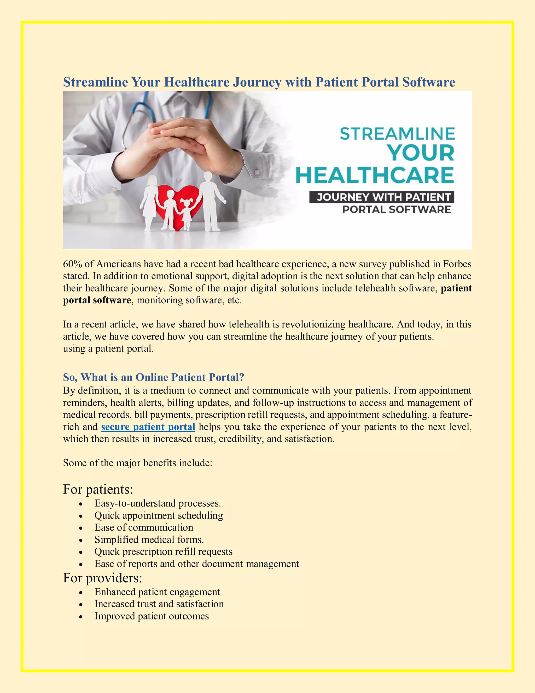 Streamline Your Healthcare Journey with Patient Portal Software | PDF