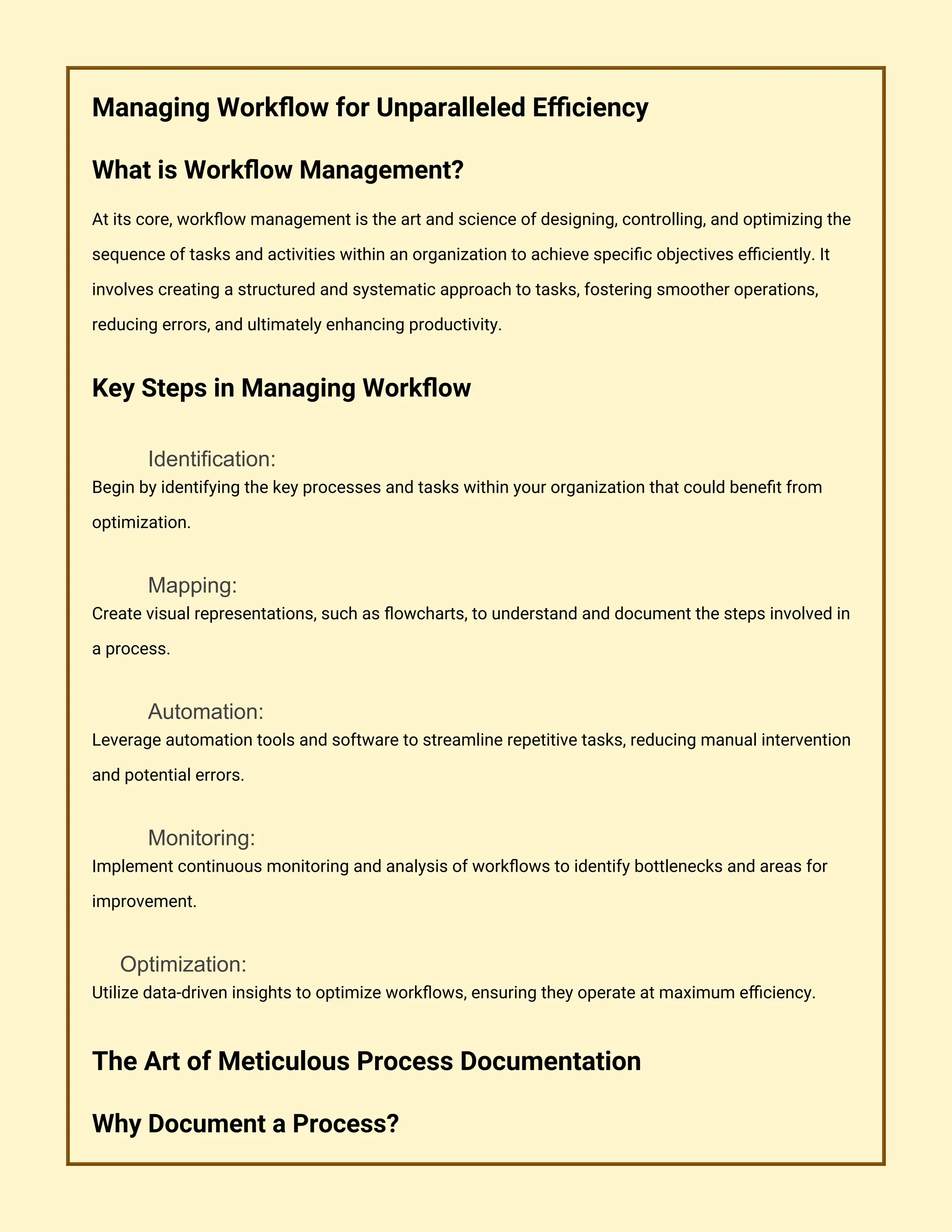 Streamlining Operations Workflow Management Process Documentation