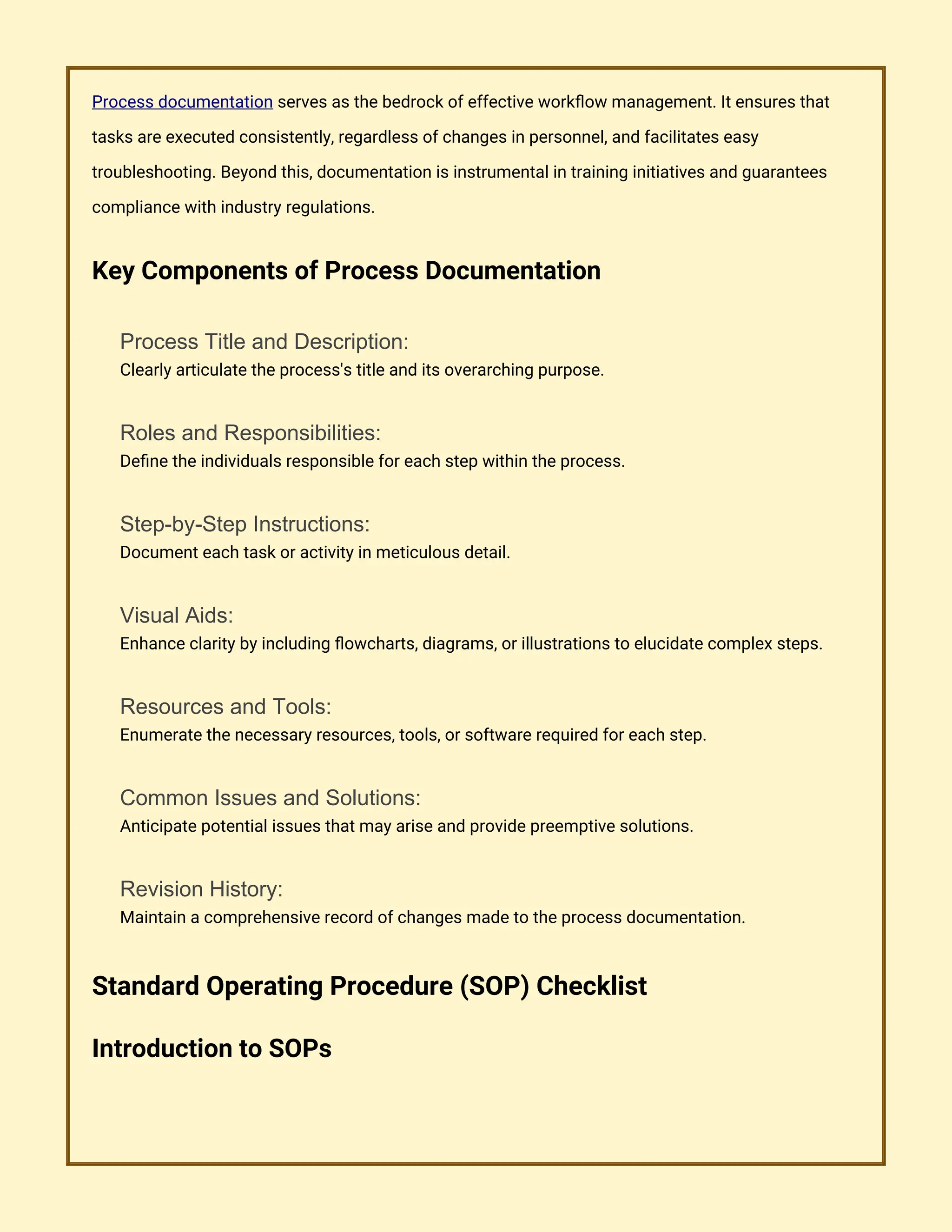 Streamlining Operations Workflow Management Process Documentation
