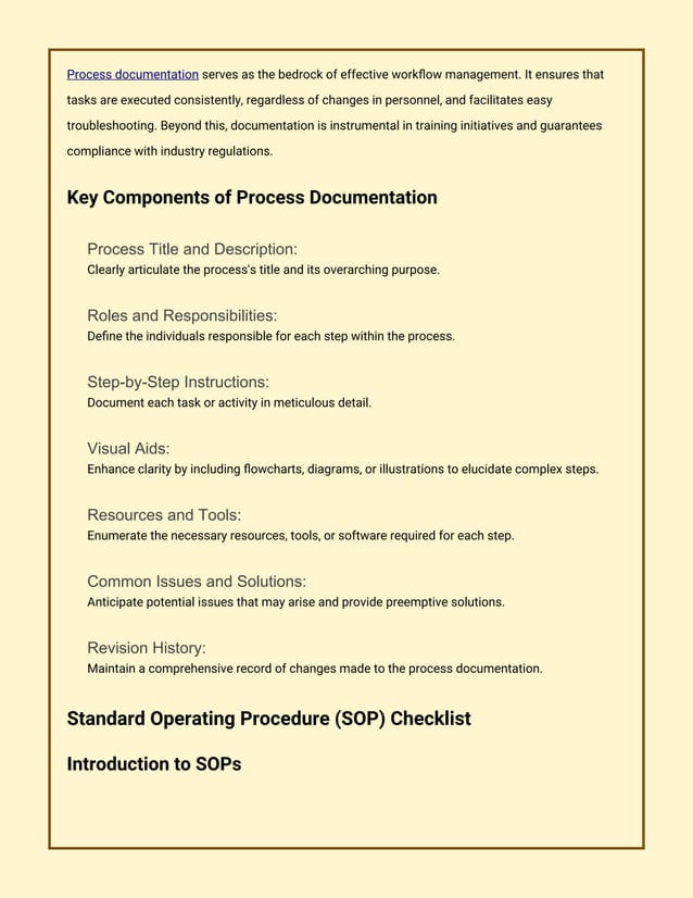 Streamlining Operations: Workflow Management, Process Documentation ...