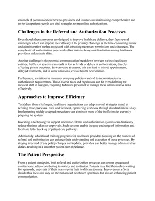 Streamlining Patient Care The Importance of Referral and Authorization ...