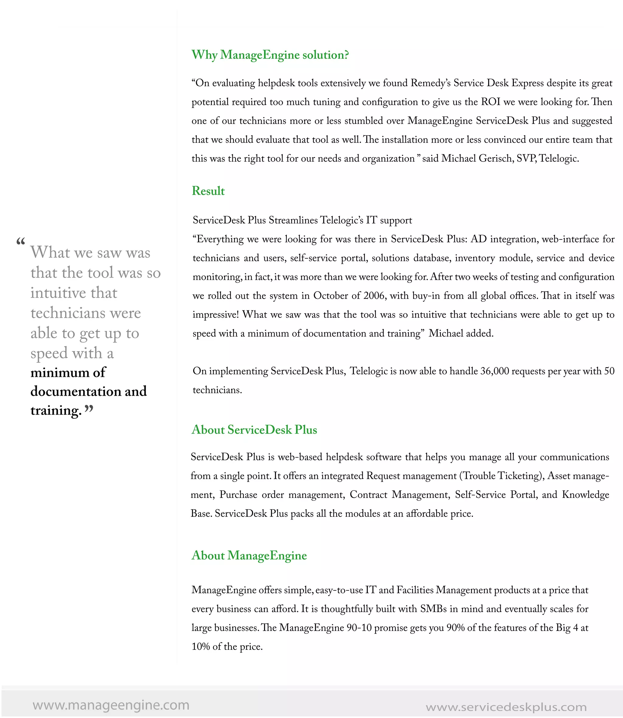 Case Study from Streamlining Telelogics IT Support | PDF