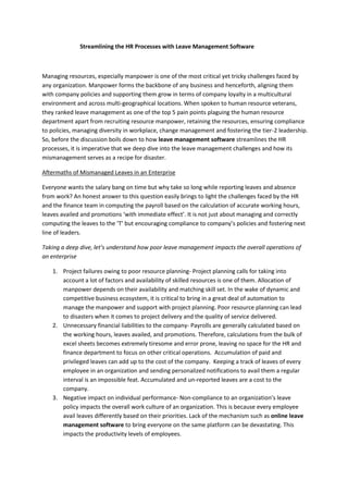 Streamlining the hr processes with leave management software leave ...