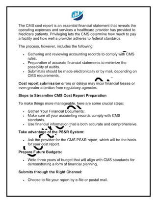 Streamlining Your CMS Cost Report Submission | PDF
