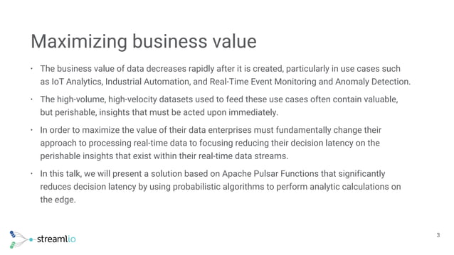 Streamlio And Iot Analytics With Apache Pulsar Ppt