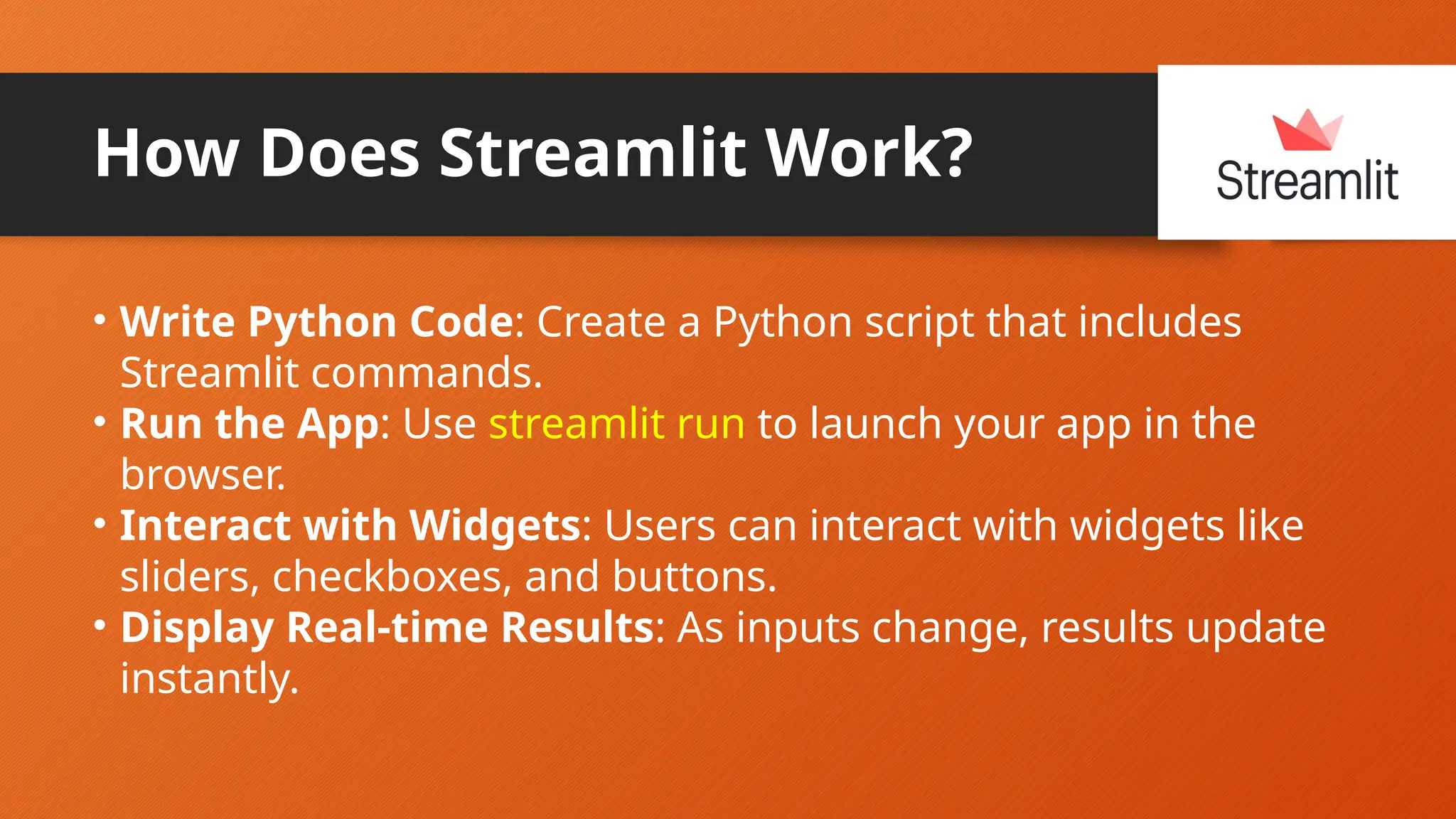 Streamlit Tutorials for Beginners - AccentFuture | PPTX