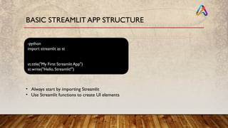 Streamlit App Structure & Basics - AccentFuture | PPTX