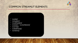 Streamlit App Structure & Basics - AccentFuture | PPTX