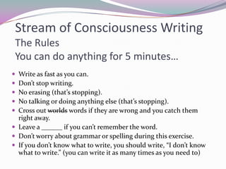 Stream of consciousness writing for fluency | PPTX