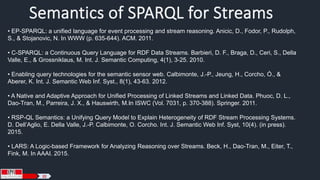 RDF Stream Processing and the role of Semantics | PPT