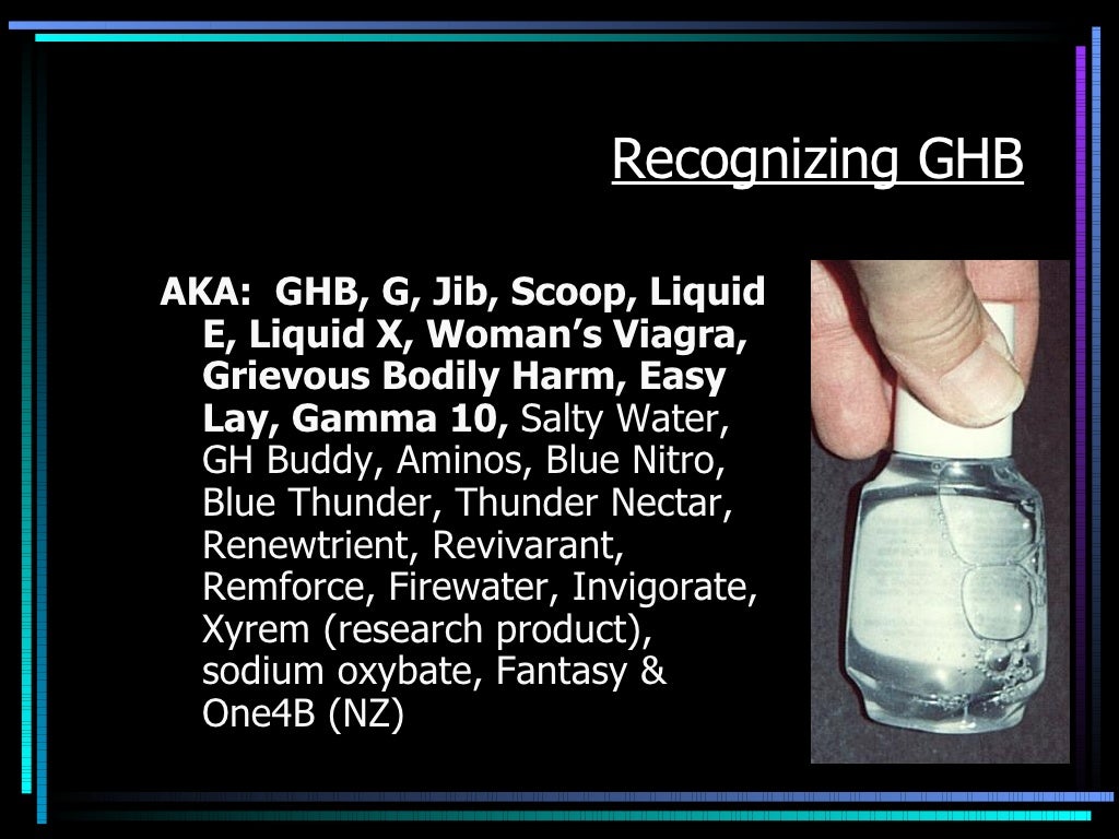 Recognizing GHB AKA: GHB, G,