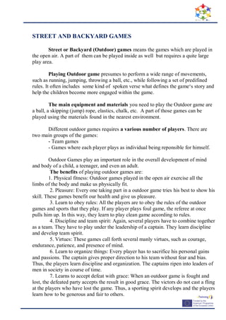 Street and backyard games | PDF