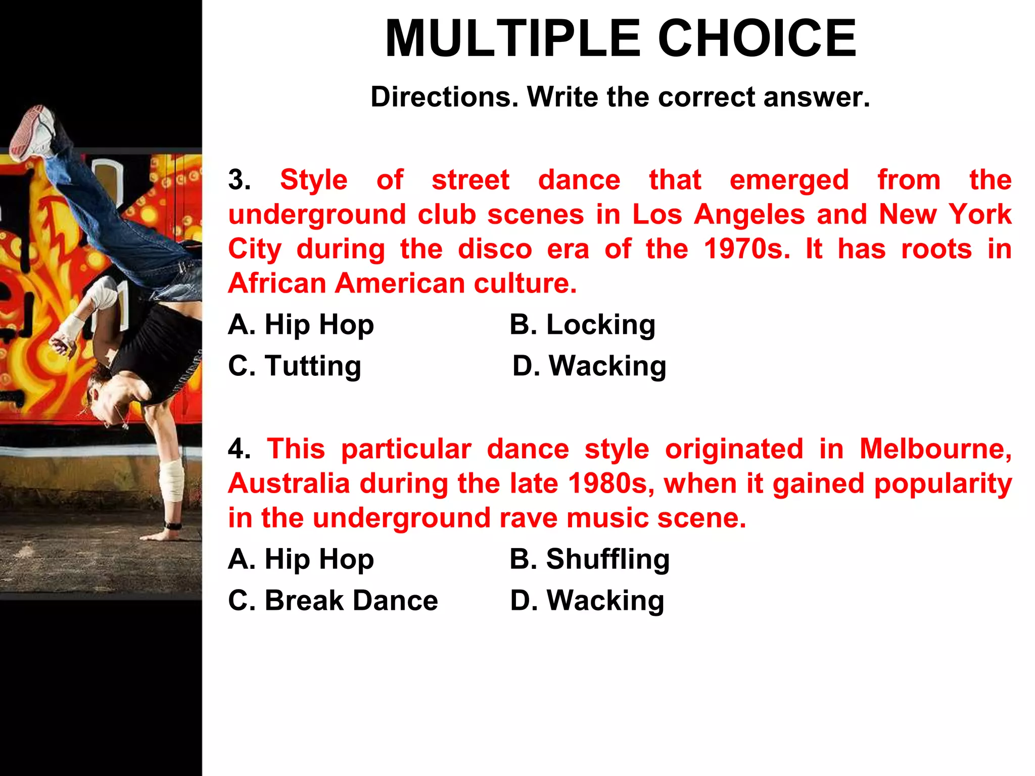 STREET AND HIP-HOP DANCE STYLE.pptx | Hip Hop Music | Music