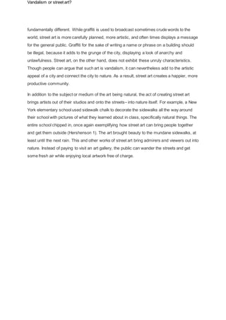 Street art or vandalism? Essay | DOCX