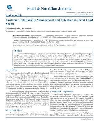 Customer relationship - street food sector | PDF