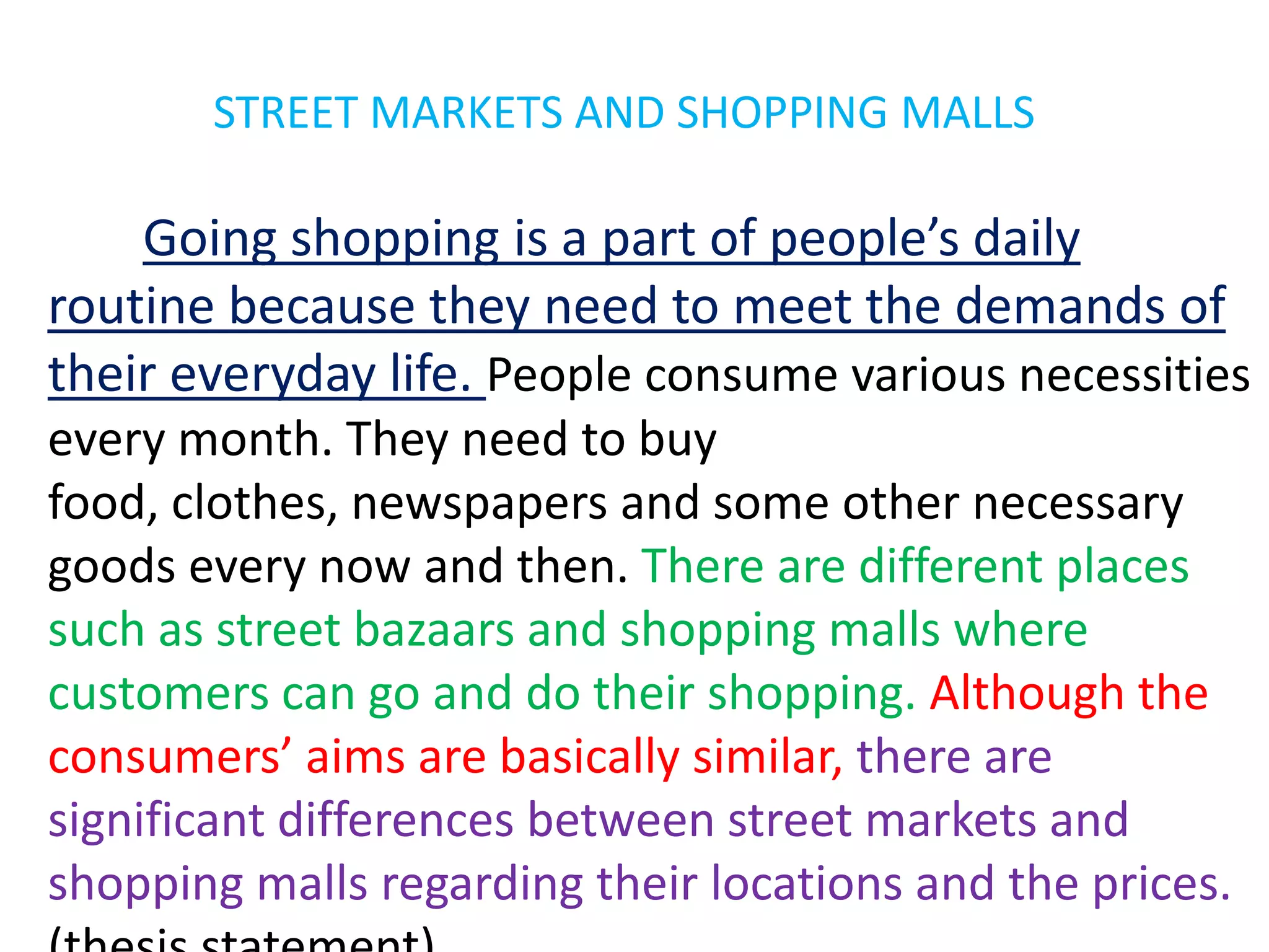 Street markets and shopping malls | PPTX
