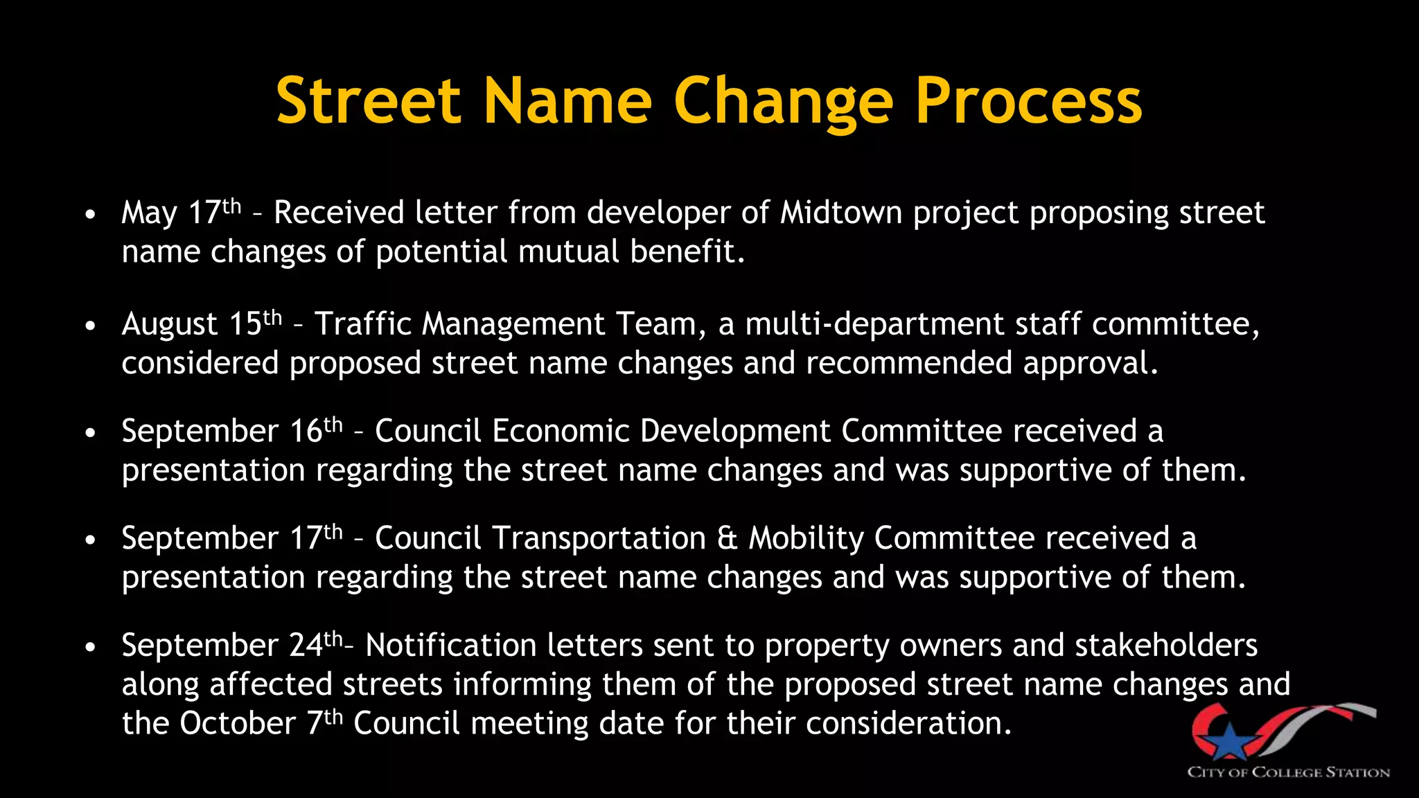 Street Name Changes in Midtown Area | PPTX