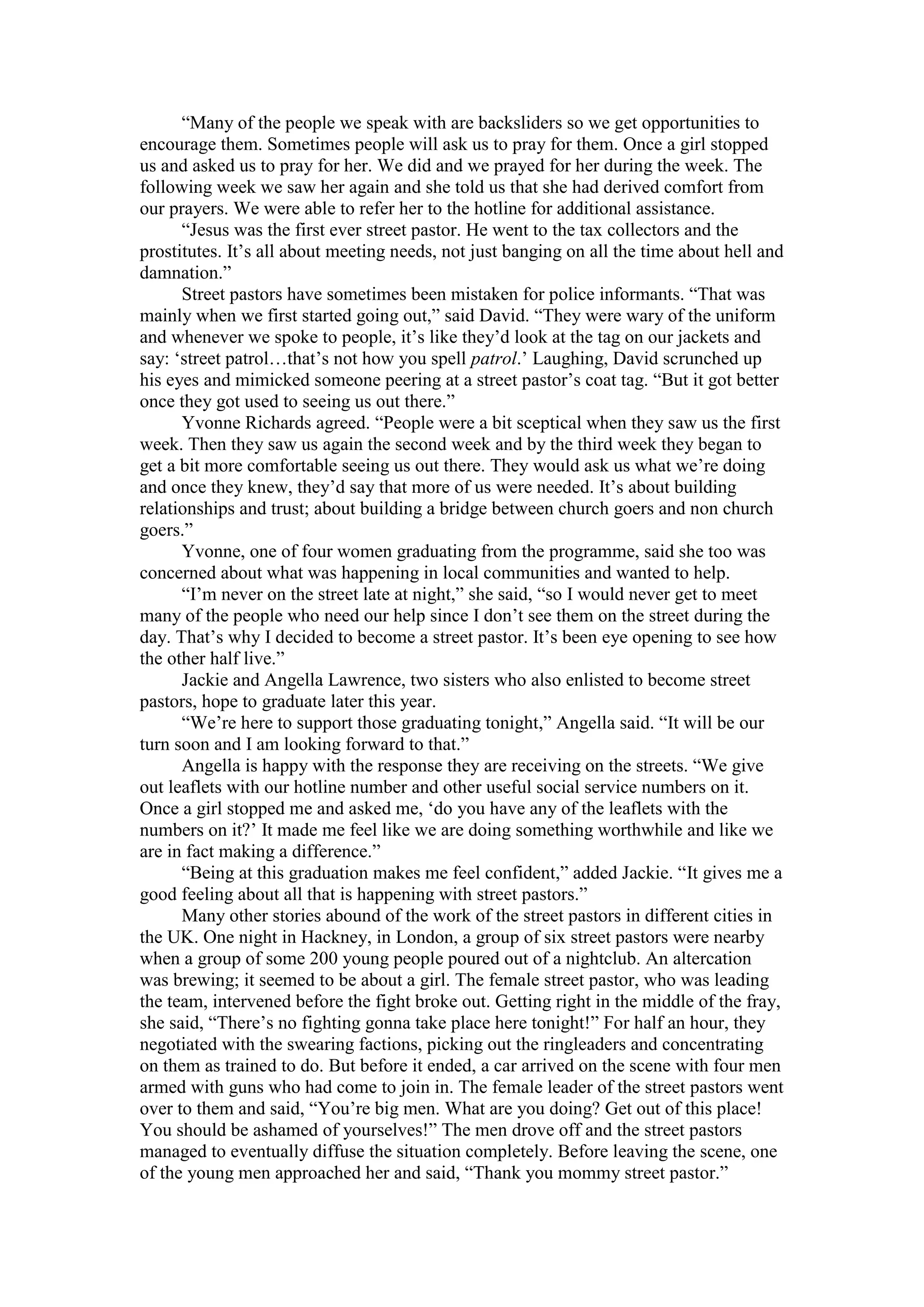 Street pastors story (1) | PDF