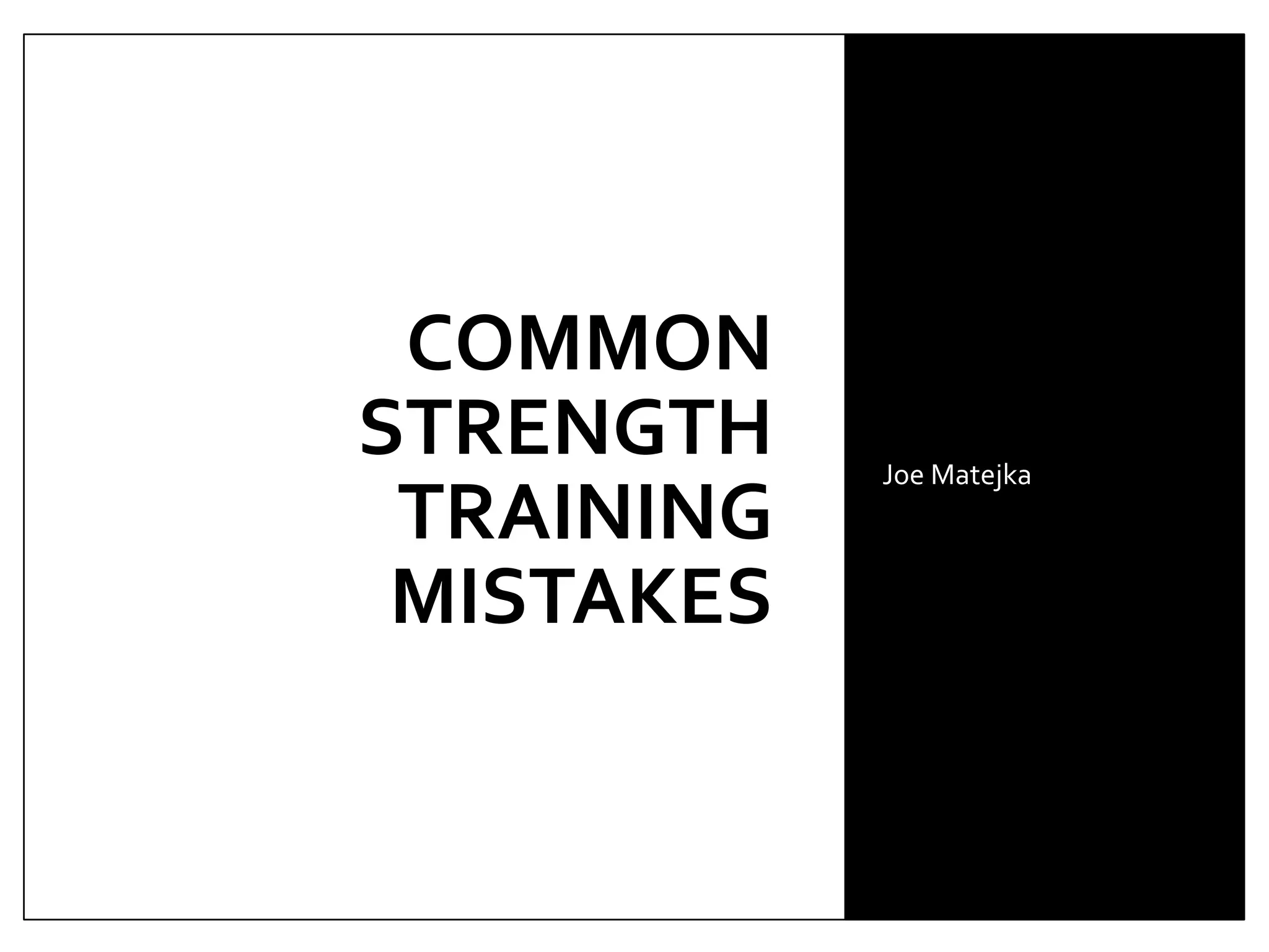 Common Strength Training Mistakes | PPTX