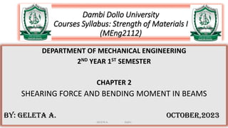 strength-I 'Chapter-2'.pdf,Department of Mechanical Engineering, Dambi Dollo University. Oromia ...