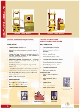 Strength Of Materials Lab Equipments | PPTX