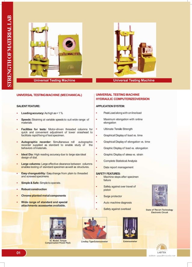 Strength Of Materials Lab Equipments | PDF