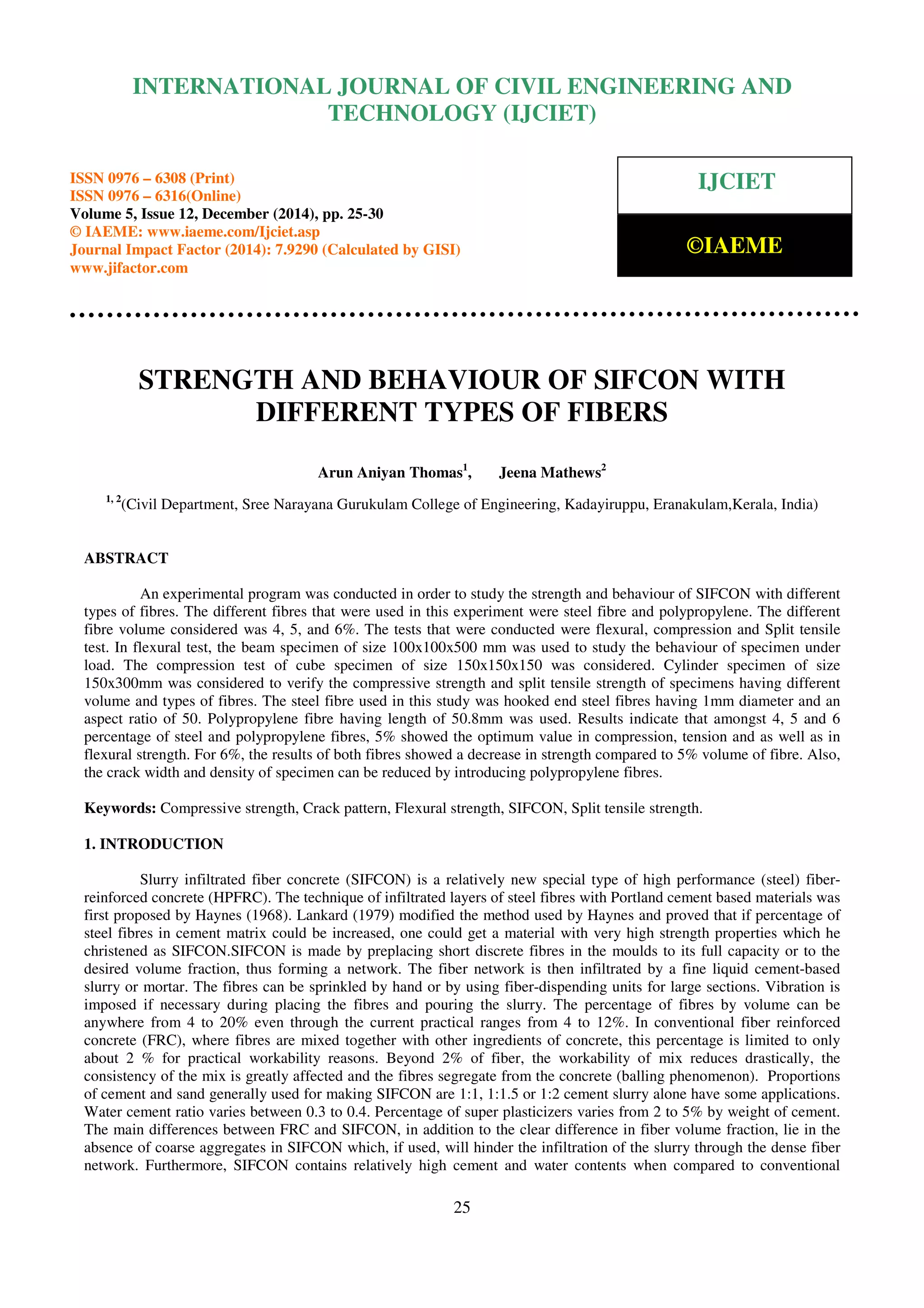 Strength and behaviour of sifcon with different types of fibers | PDF ...