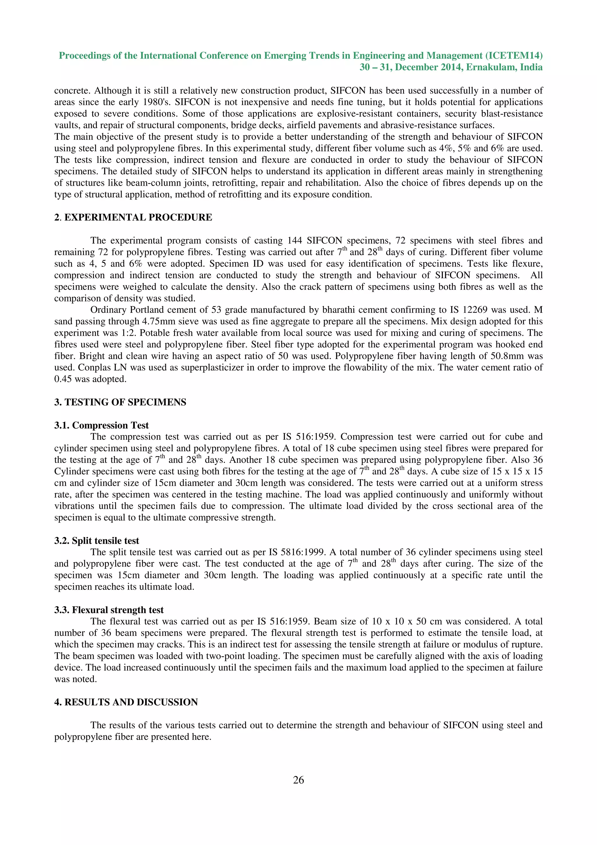 Strength and behaviour of sifcon with different types of fibers | PDF ...