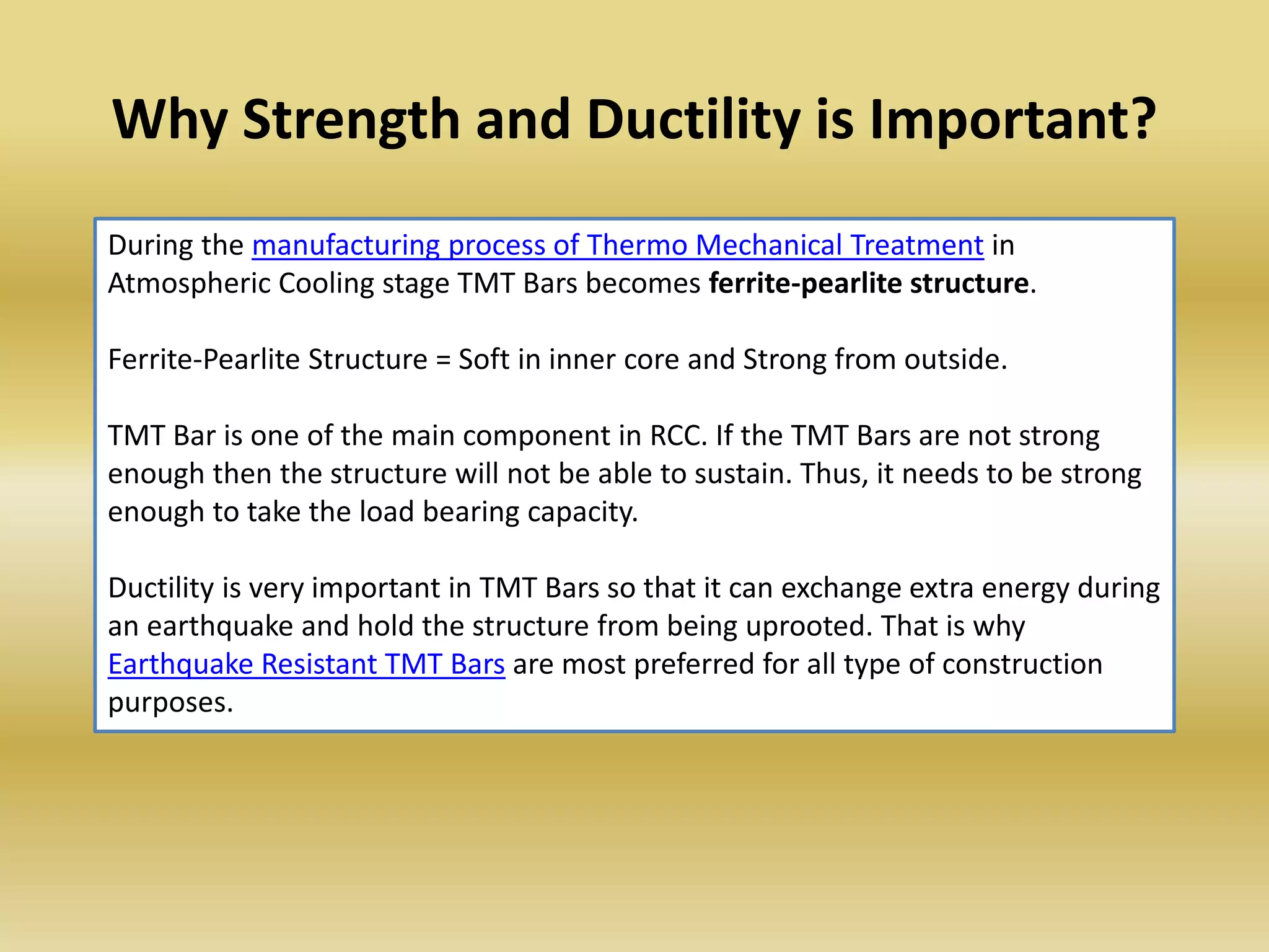 Strength and Ductility of TMT Bars | PPTX