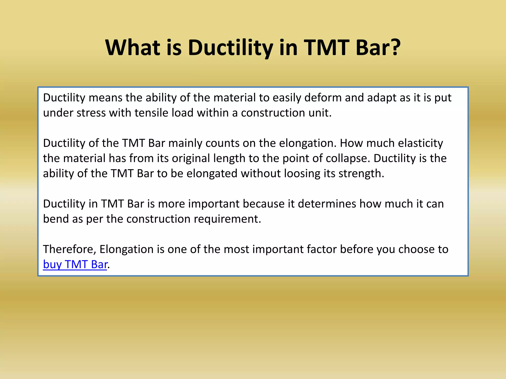 Strength and Ductility of TMT Bars | PPTX