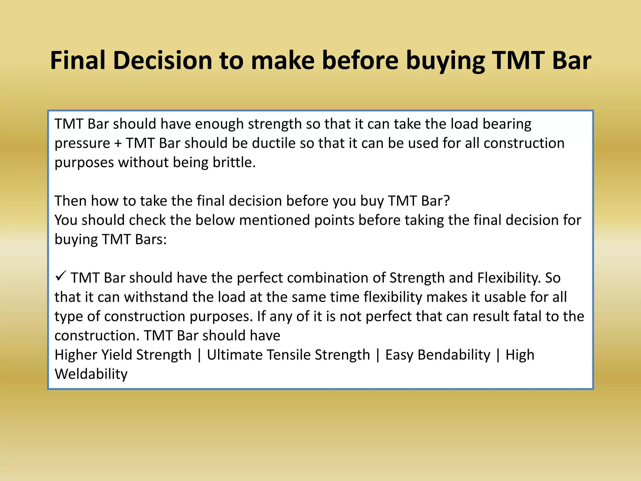 Strength and Ductility of TMT Bars | PPTX