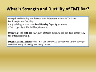 Strength and Ductility of TMT Bars | PPTX
