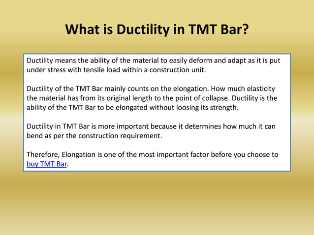 Strength and Ductility of TMT Bars | PPTX