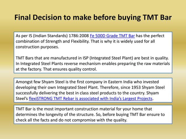 Strength and Ductility of TMT Bars | PPTX