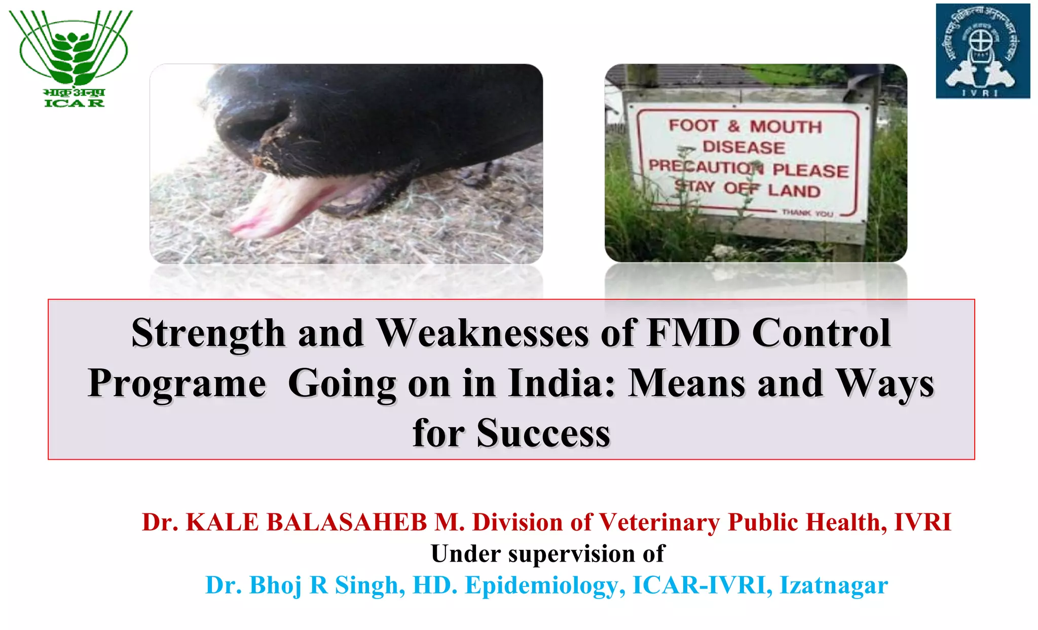 Strength and weaknesses of fmd control programme going on in india dr ...